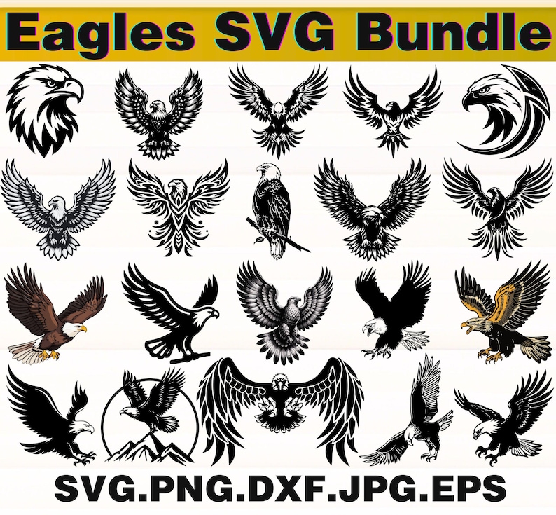 Eagles SVG Bundle, Eagle Clipart, Eagle Silhouette, Flying Eagle SVG ...