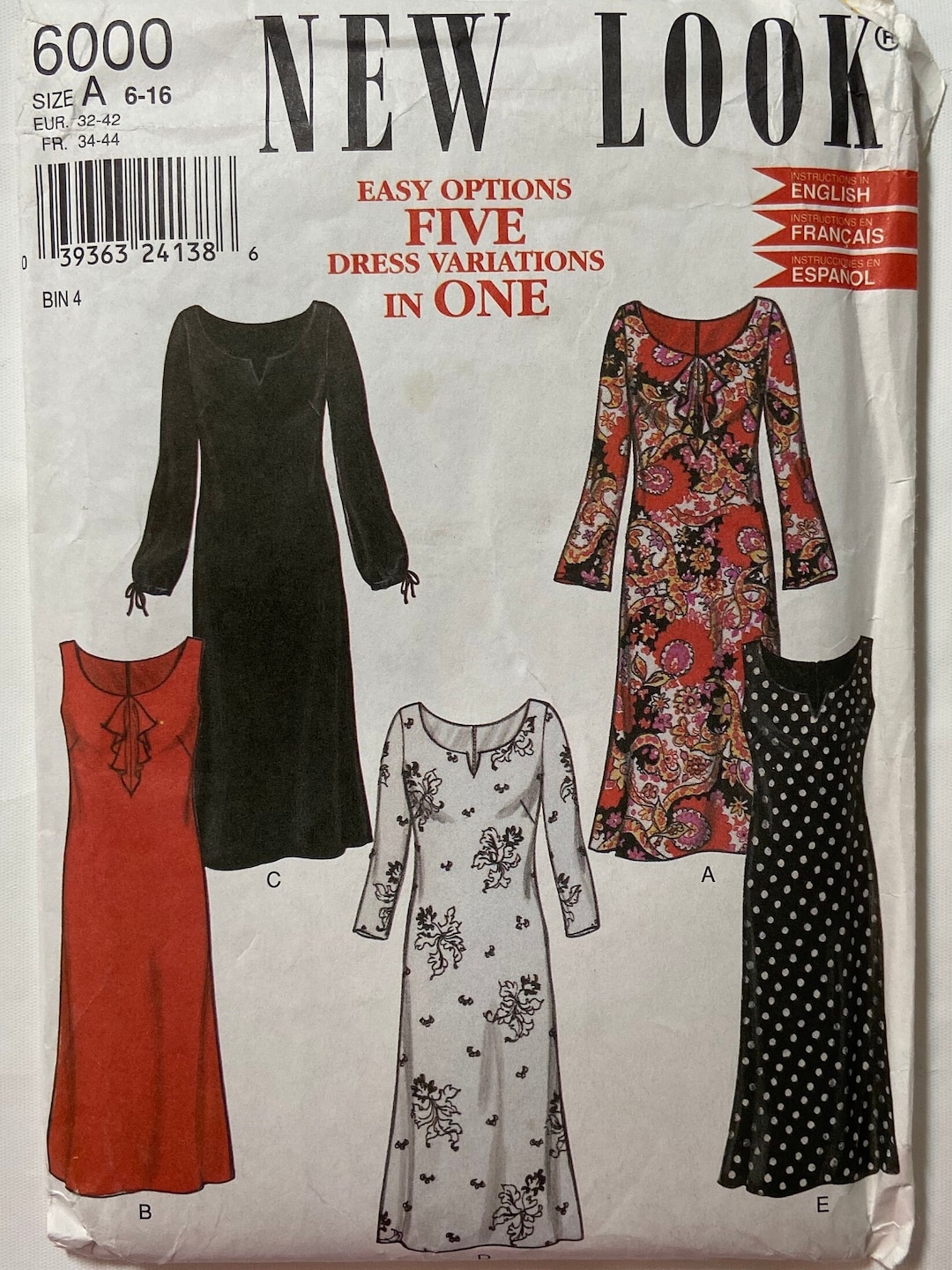 New Look 6000 Women's Sewing Pattern Dress 6 16 UNCUT - Etsy