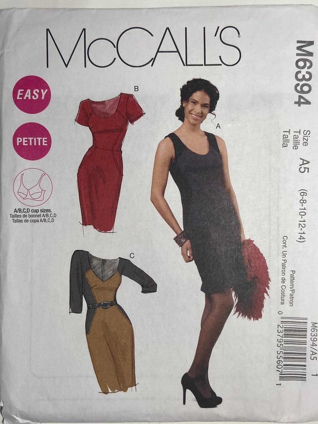 Mccall's 6394 Women's Sewing Pattern Petite Lined Dresses 6 - 14 UNCUT ...