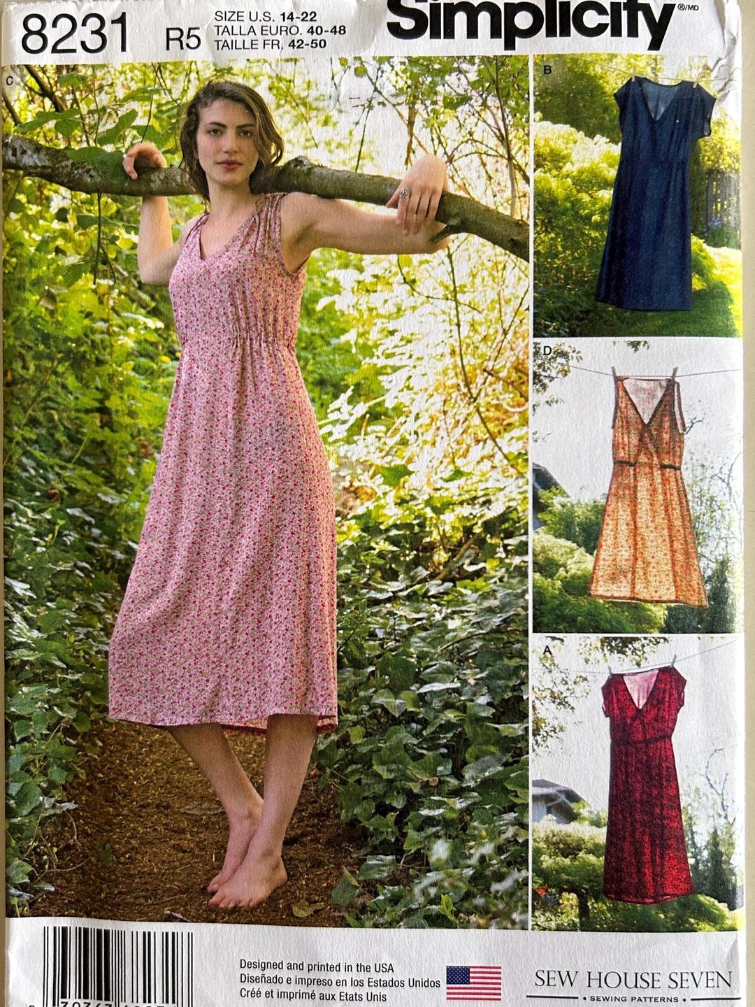 Simplicity 8231 Women's Sewing Pattern Dress Two Lengths 14 22 UNCUT - Etsy