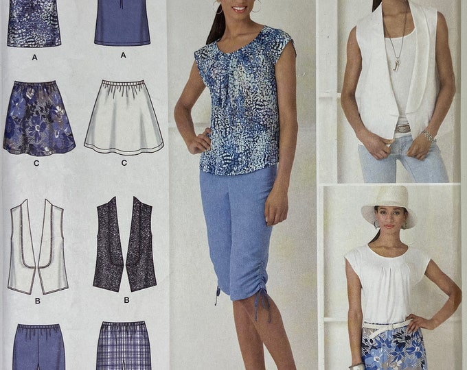 Simplicity 2188 Women's Sewing Pattern Top Vest Skirt Cropped Pants XXS ...