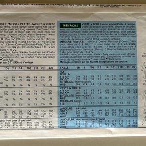 Butterick 4989 Women's Sewing Pattern Petite Jacket Dress 12 - 16 UNCUT ...