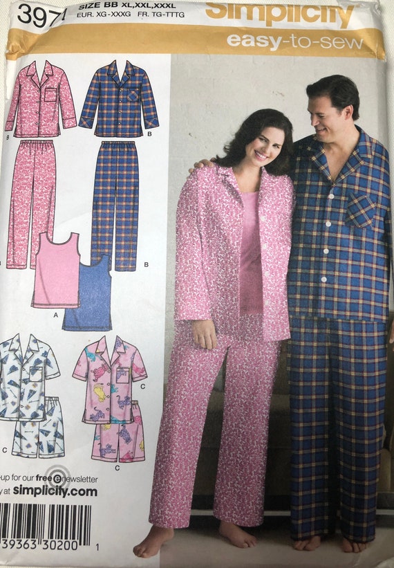 Simplicity 3971 Women's Men's Sewing Pattern Pajamas - Etsy