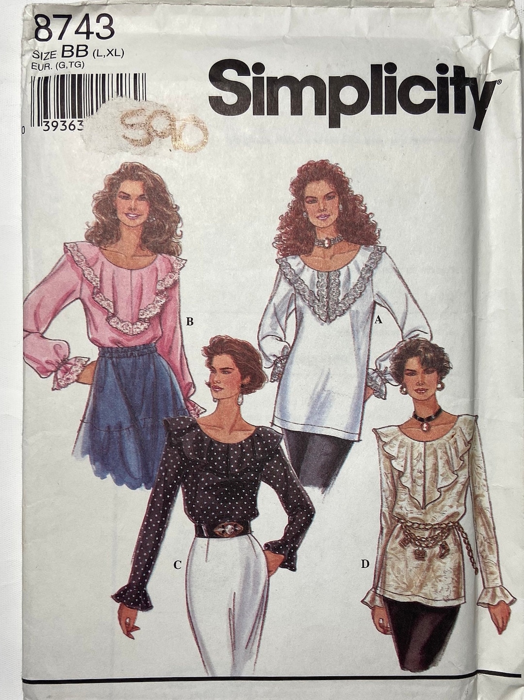 Simplicity 8743 Women's Sewing Pattern Blouse L - XL UNCUT - Etsy