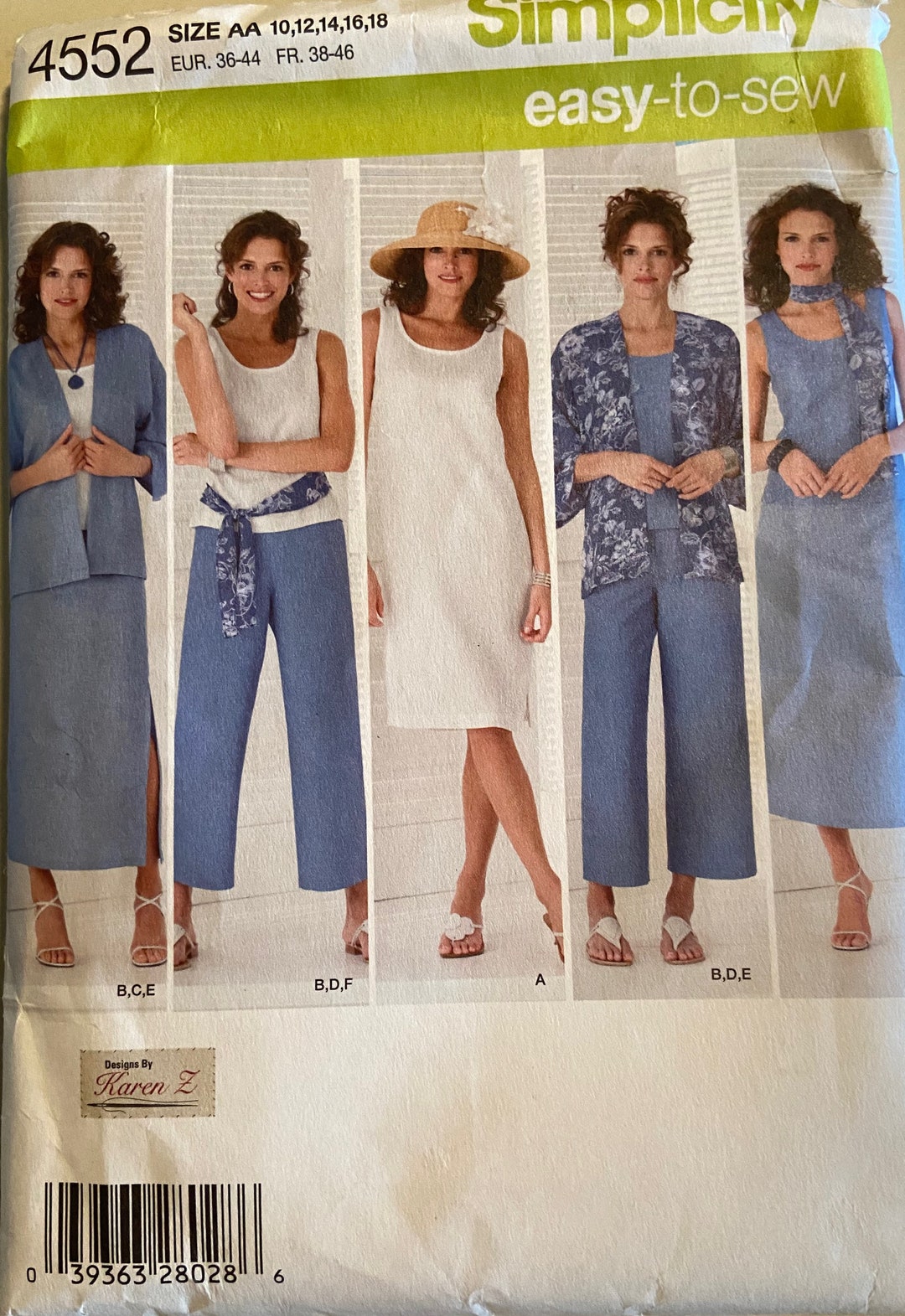 Simplicity 4552 Women's Sewing Pattern Skirt Cropped Pants Dress Top ...
