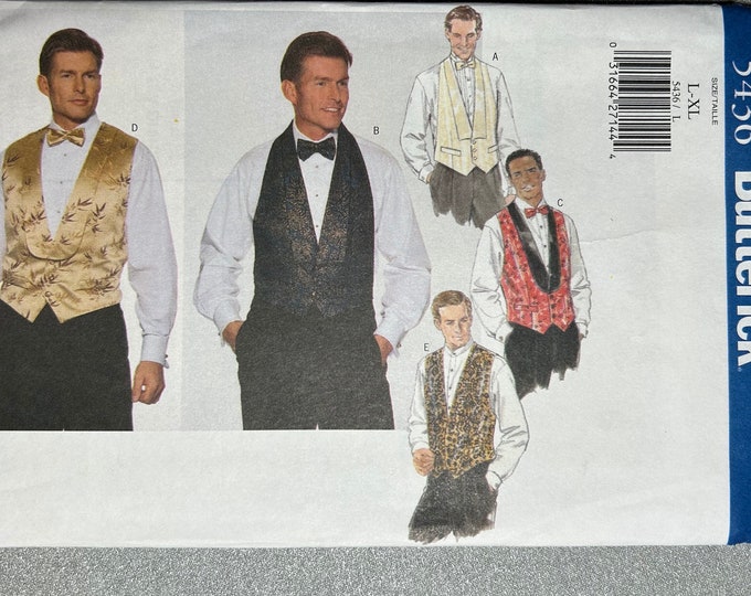Butterick 5436 Men's Sewing Pattern Vests Bow-tie L - XL UNCUT - Etsy