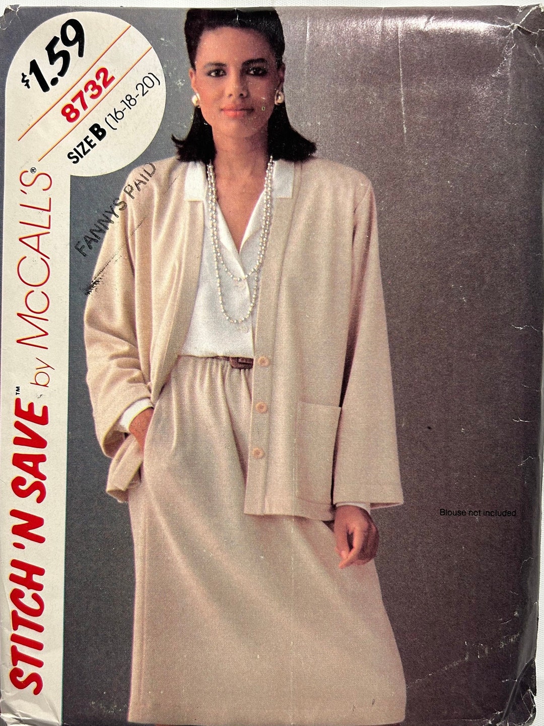 Mccall's 8732 Women's Sewing Pattern Cardigan Jacket Skirt 16 - 20 ...