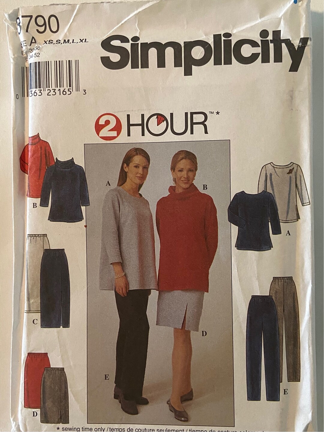 Simplicity 8790 Women's Sewing Pattern Knit Top Skirt Pants XS XL UNCUT ...