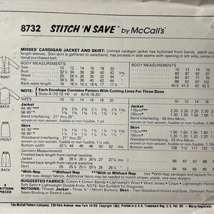 Mccall's 8732 Women's Sewing Pattern Cardigan Jacket Skirt 16 - 20 ...