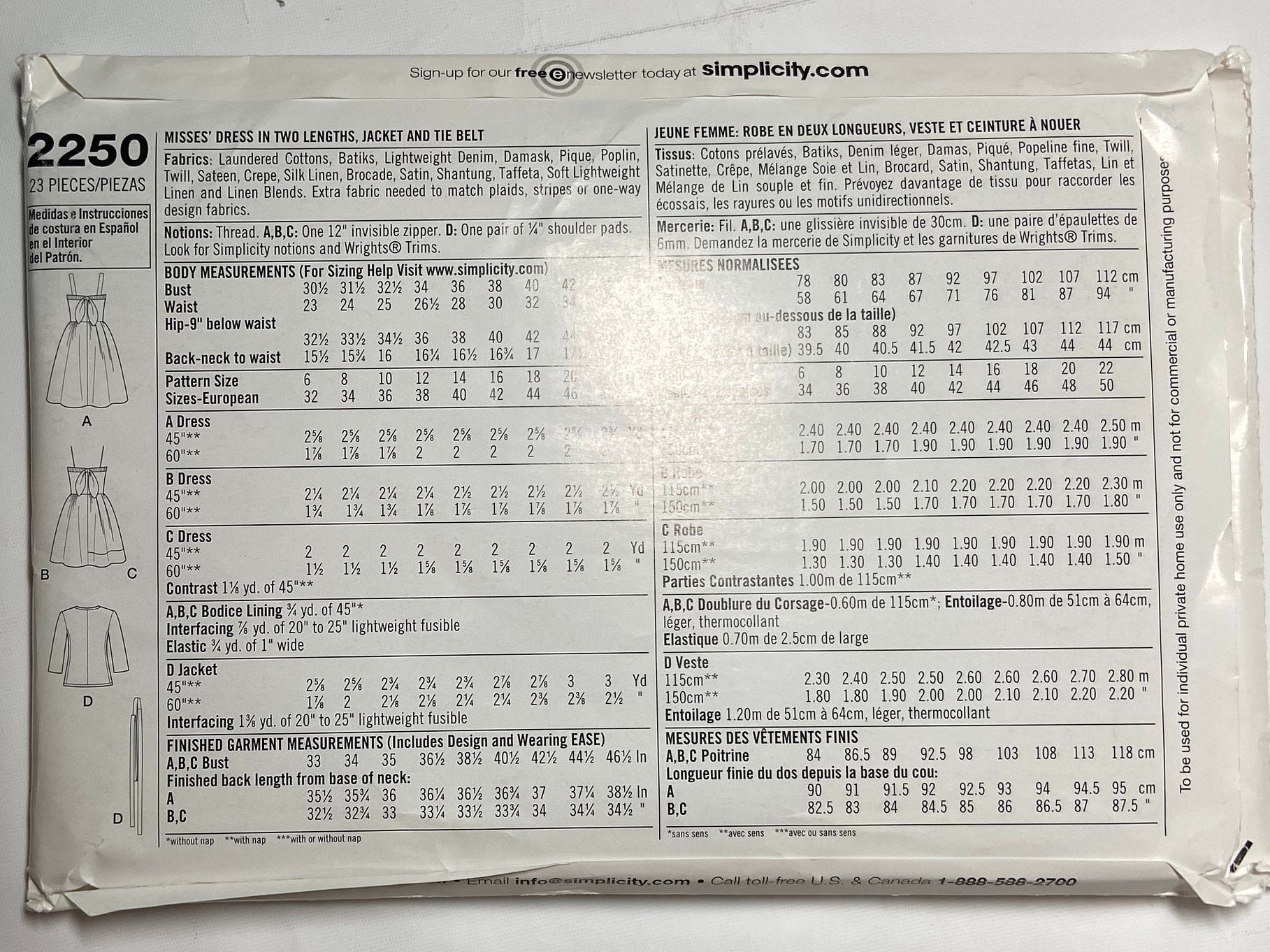 Simplicity 2250 Women's Sewing Pattern Dress Two Lengths Jacket Tie Belt 14 22 UNCUT - Etsy