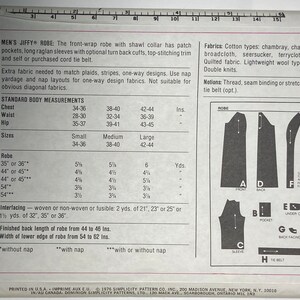 Simplicity 7741 Men's Sewing Pattern Robe 38 - 40 UNCUT - Etsy