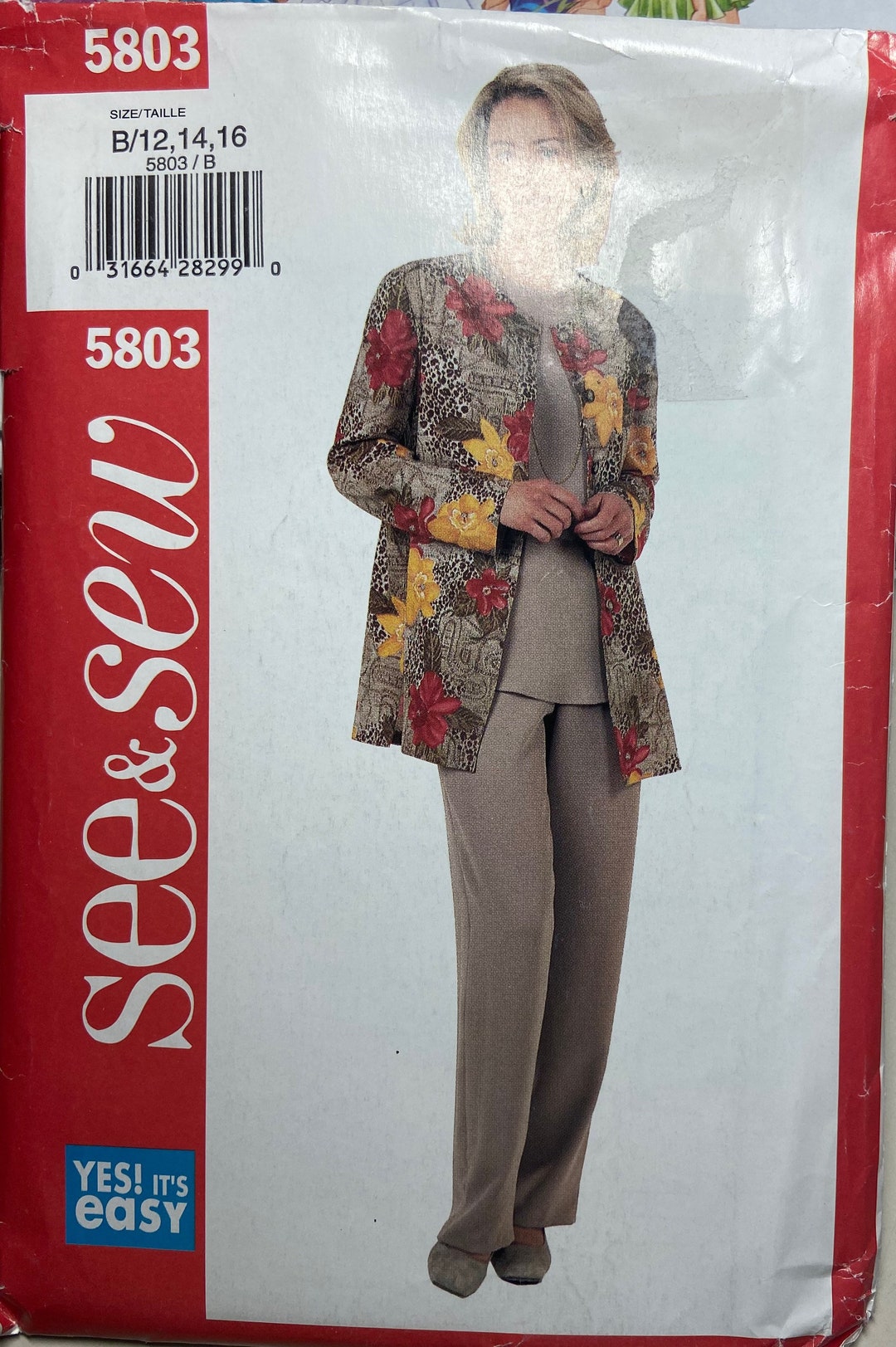Butterick 5803 Women's Sewing Pattern Petite Jacket Top Pants 12 - 16 ...