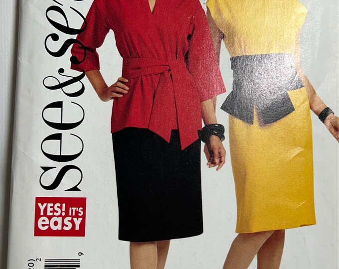 Butterick 5269 Women's Sewing Pattern Petite Top Dress Sash Skirt 14 ...