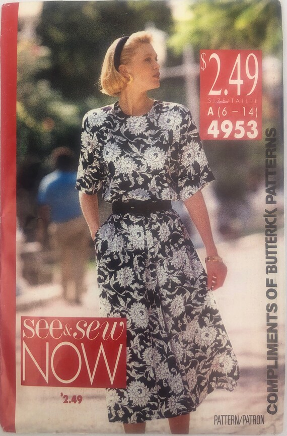 Butterick 4953 Women's Sewing Pattern Petite Dress 6 14 | Etsy