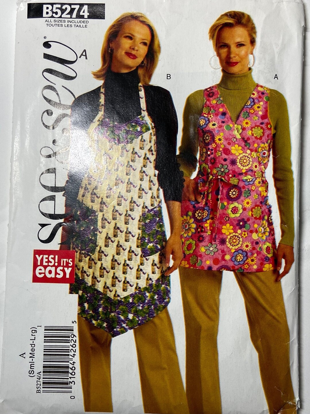 Butterick 5274 Women's Sewing Pattern Aprons S L UNCUT - Etsy