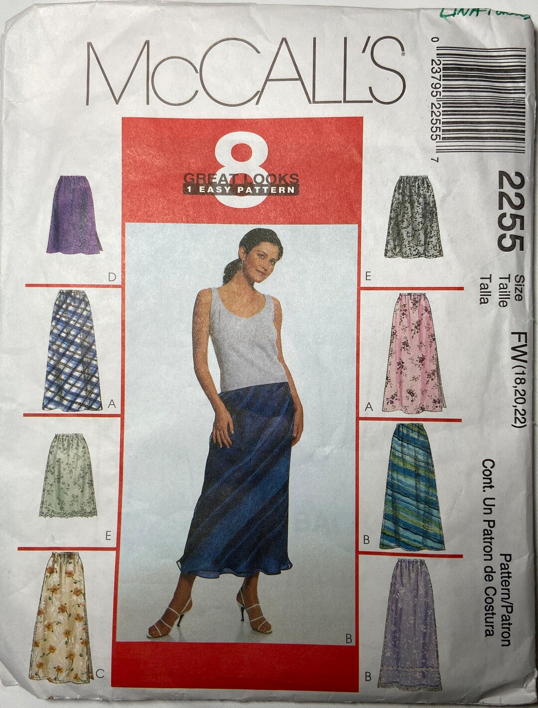 Mccall's 2255 Women's Sewing Pattern Pull-on Bias Skirt Two Lengths 18 ...