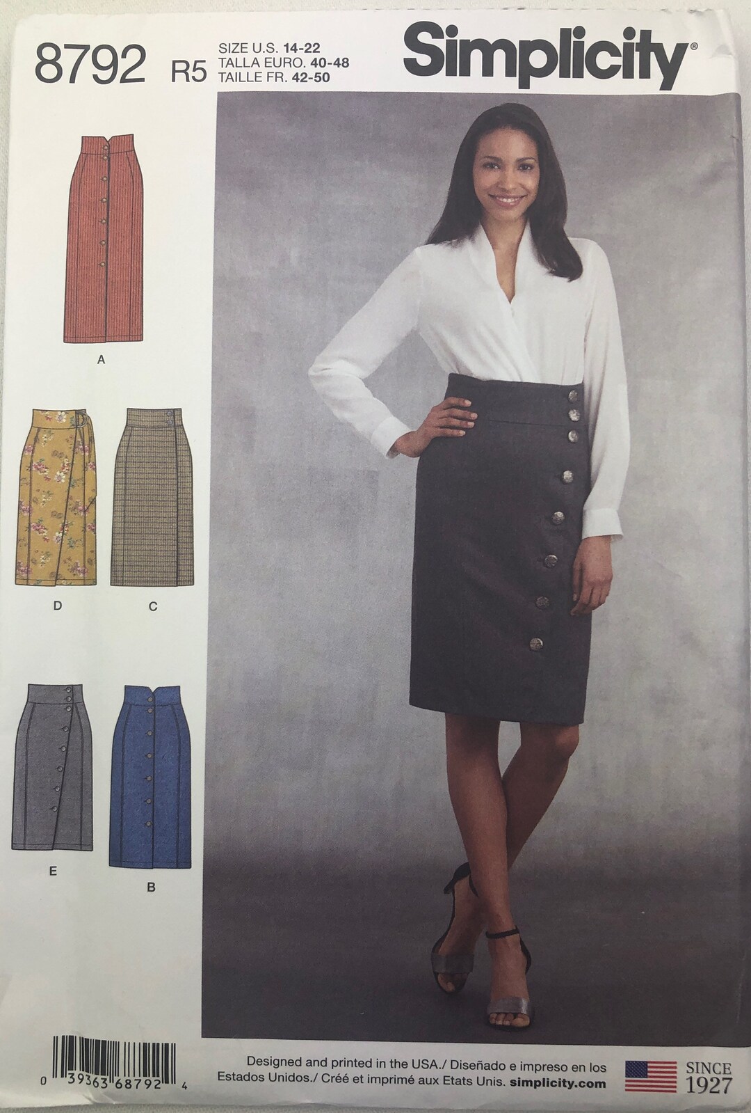Simplicity 8792 Womens Sewing Pattern Skirts Front Length Variations 14 ...