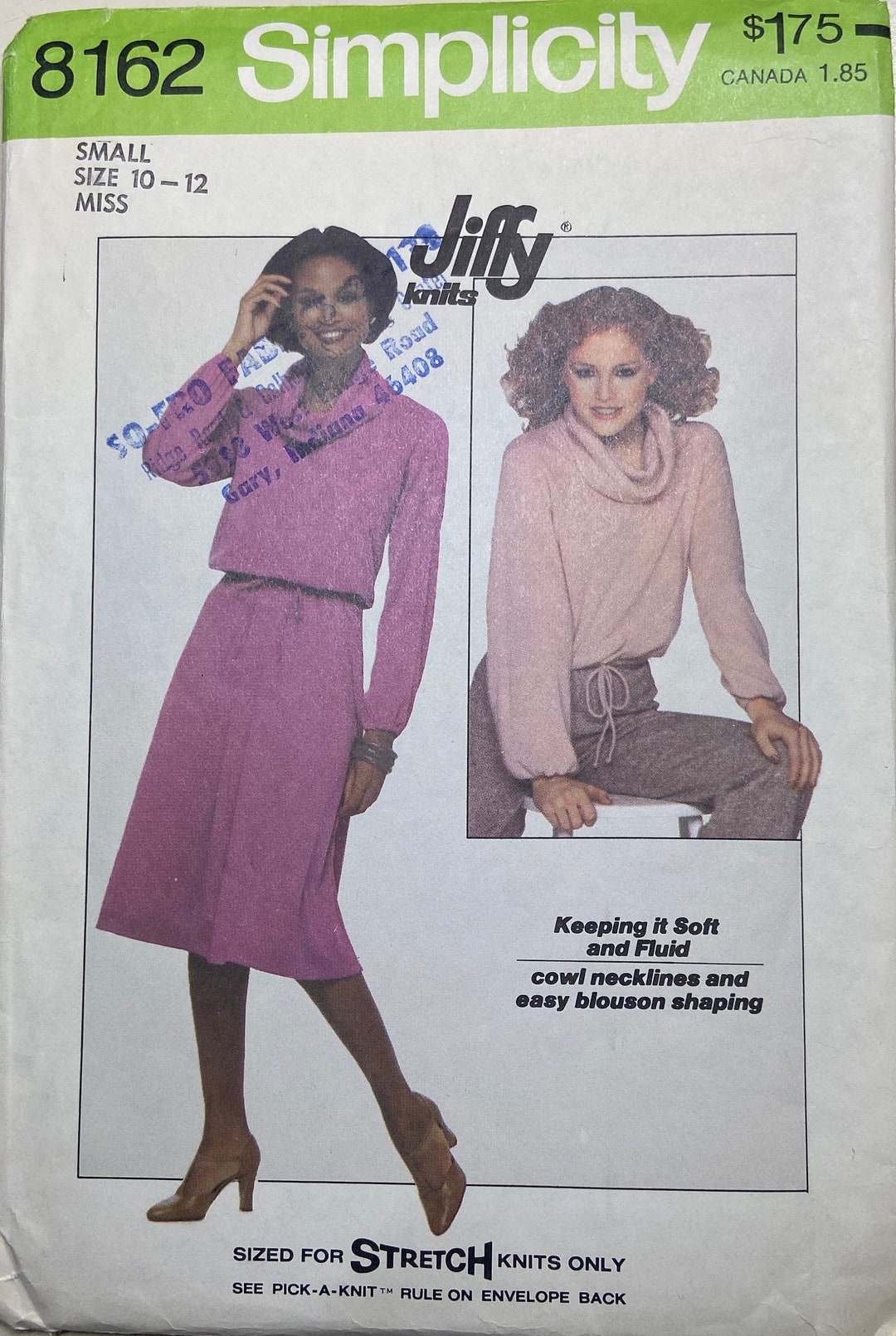 Simplicity 8162 Women's Sewing Pattern Knit Pullover Top Skirt 10 - 12 ...