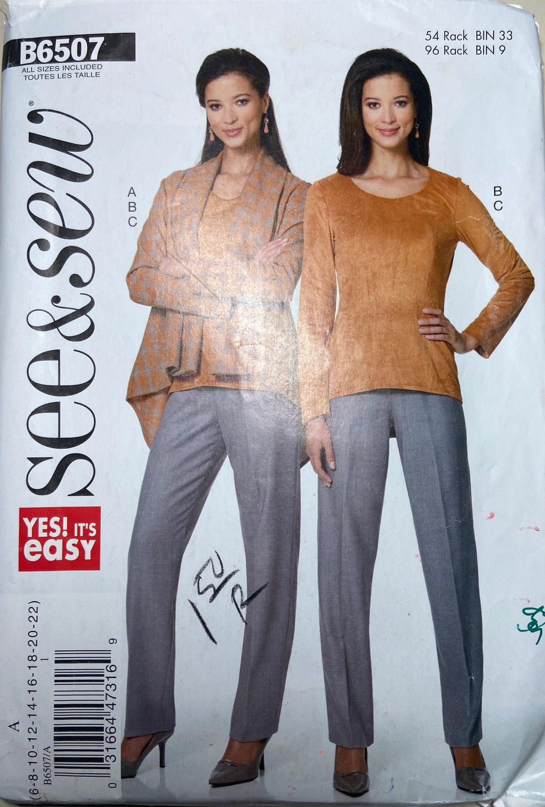 Butterick 6507 Women's Sewing Pattern Petite Jacket Tunic Pants 6 - 22 ...