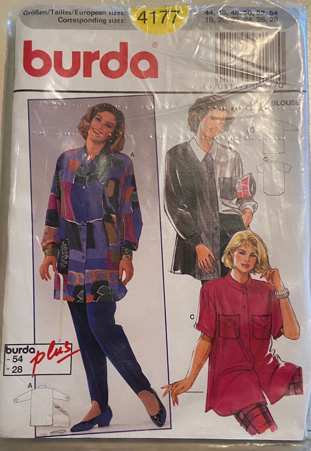 Burda 4177 Women's Sewing Pattern Oversize Blouse 18 - 28 UNCUT - Etsy