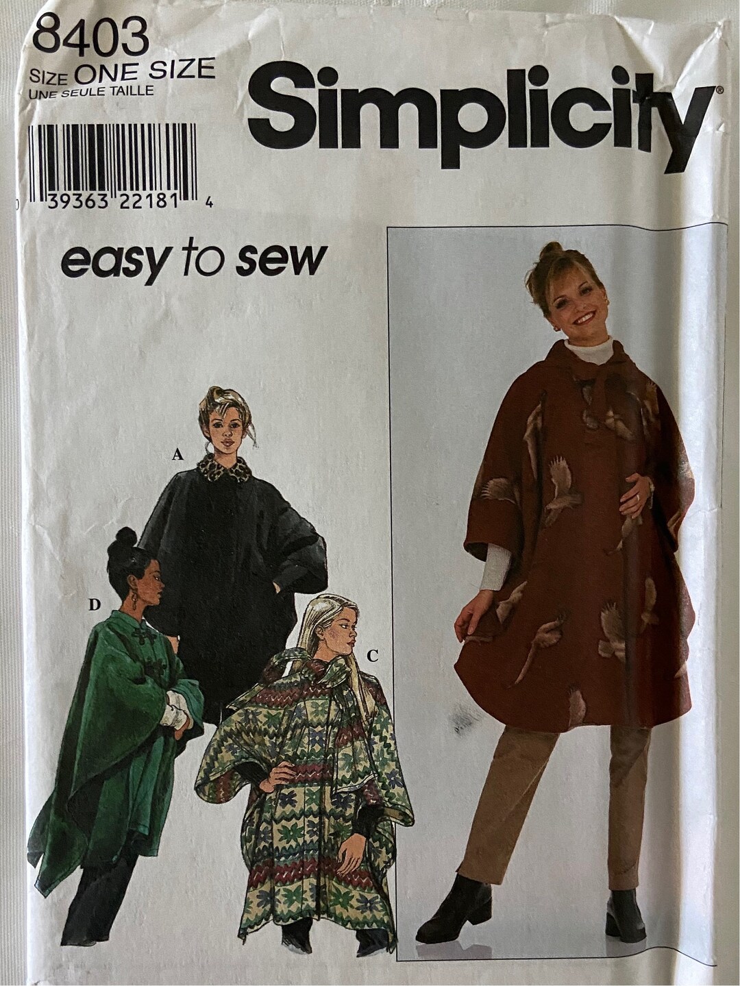 Simplicity 8403 Women's Sewing Pattern Cape One Size UNCUT - Etsy
