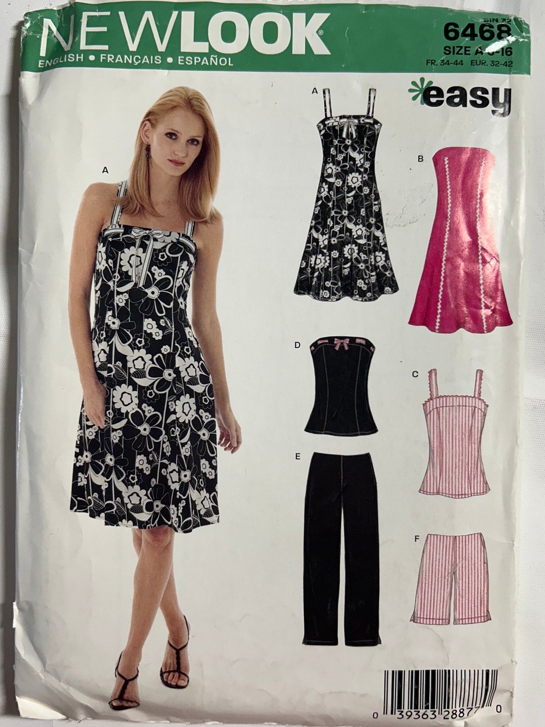 New Look 6468 Women's Sewing Pattern Dress Top Pants Shorts Shoulder ...
