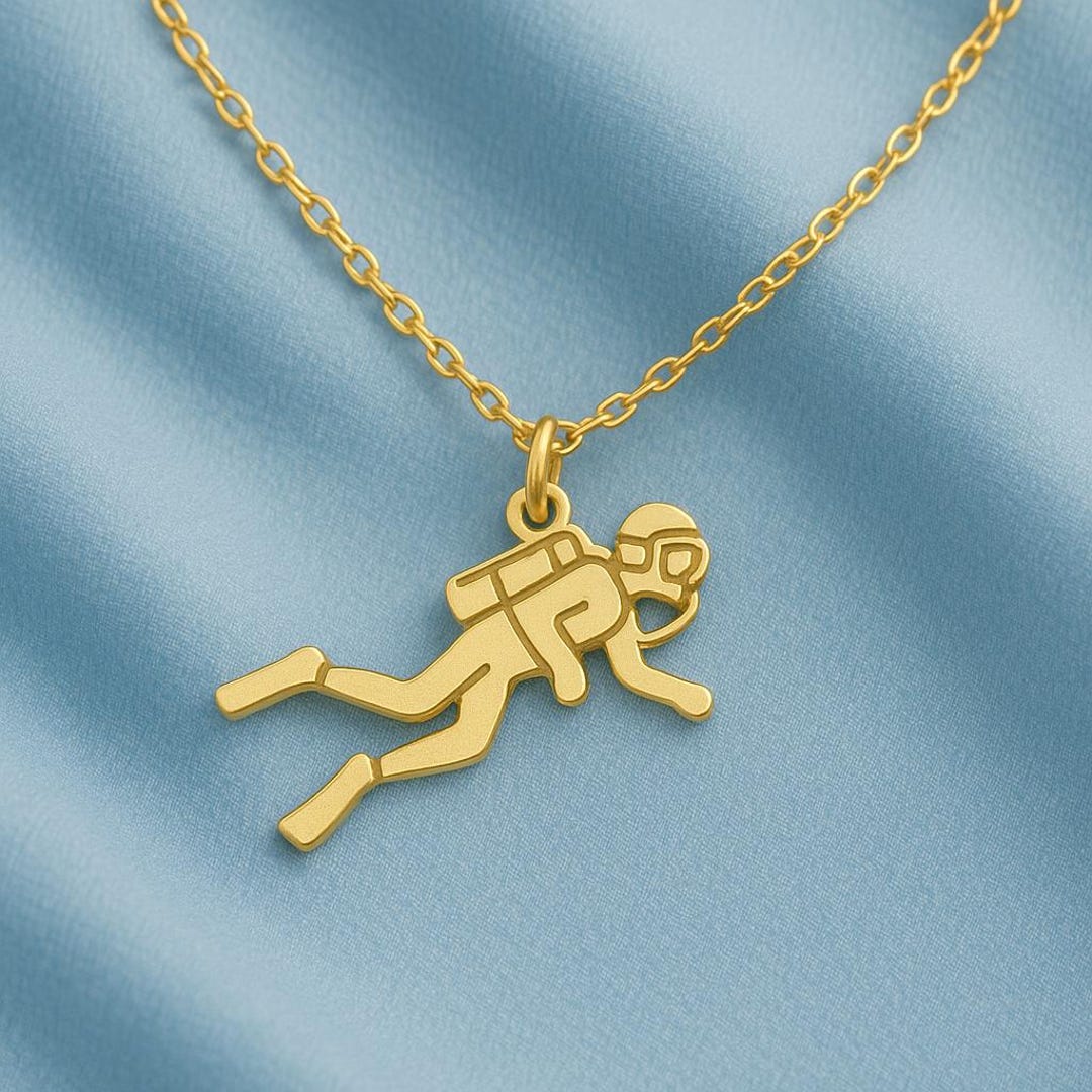 Sterling Silver Scuba Diver Necklace: Ocean Jewelry Gift - Etsy