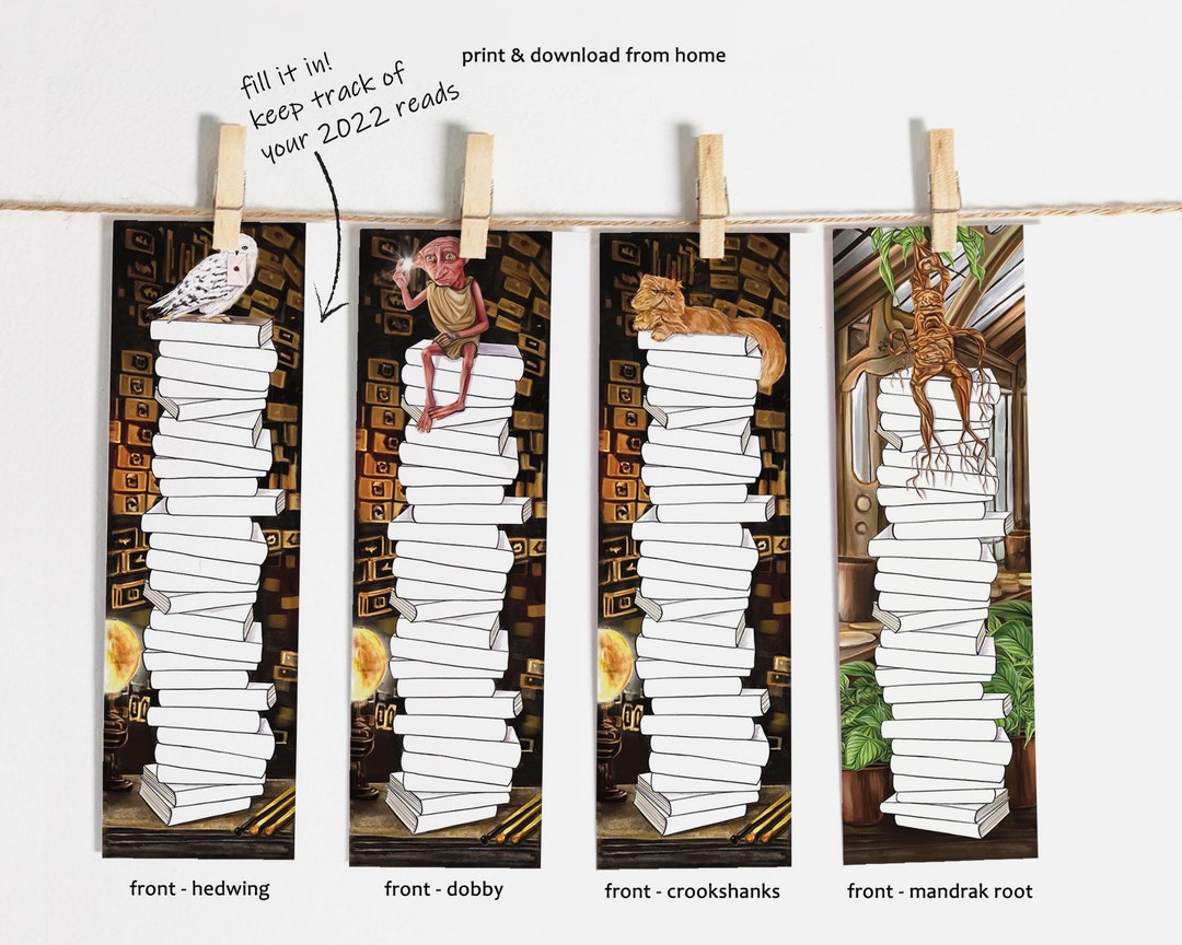 Printable Bookmark Bundle Wizard Wand Book Tracker Great for Book ...