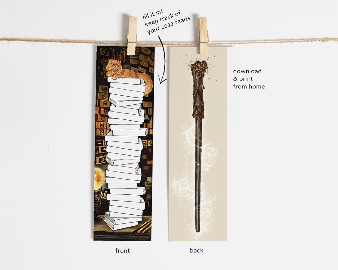 Printable Bookmark Wizard Wand Book Tracker Great for Book - Etsy