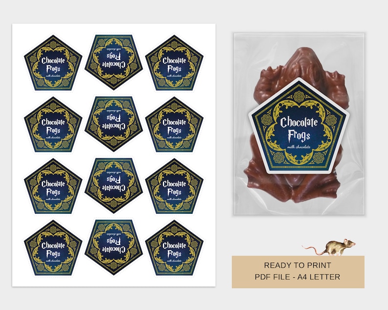 Chocolate Frog Wizard Birthday Party Stickers or Tags 2.5 & 3.5 Hight ...