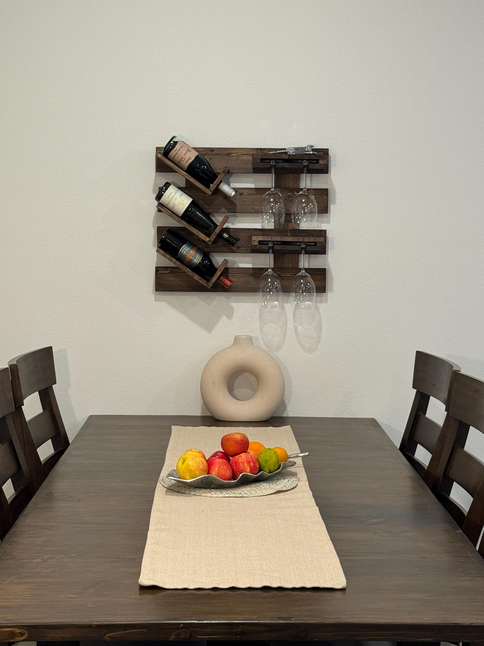 Handcrafted Wooden Wall Wine Rack With Glass Holder – Rustic Home Bar ...