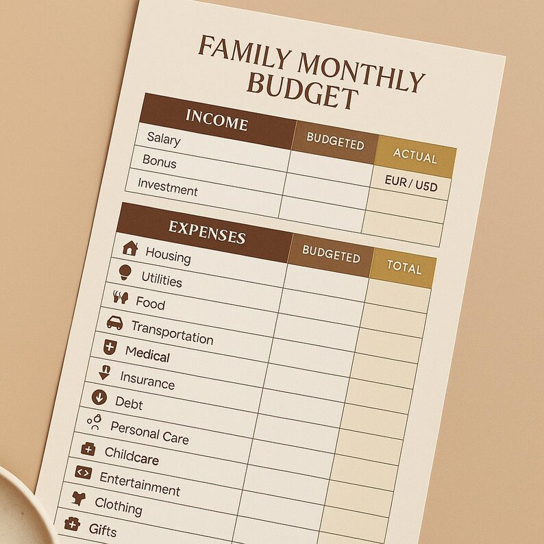 Printable Planner Family Monthly Budget Planner Excel and Printable ...
