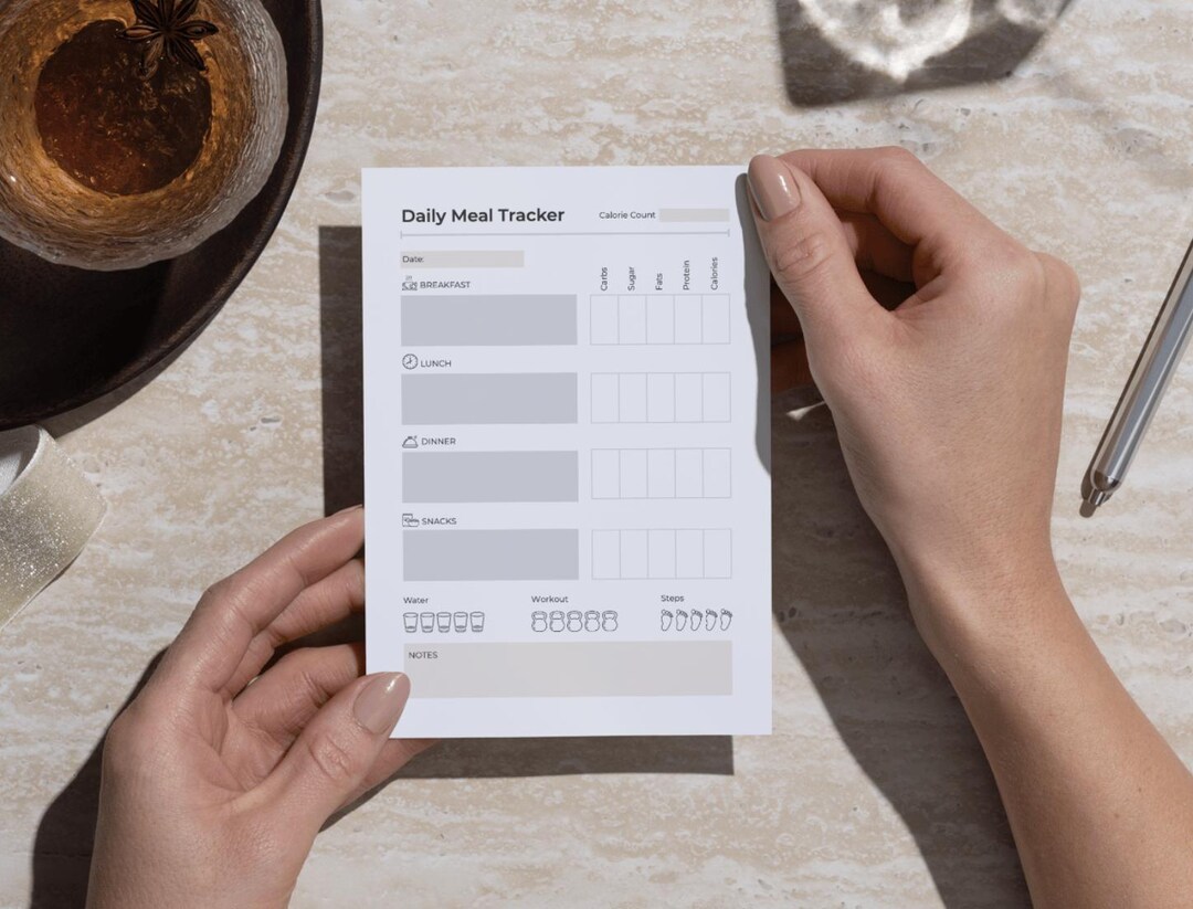 Daily Meal Tracker | Printable | Habit Tracker | Planner | Food Diary ...
