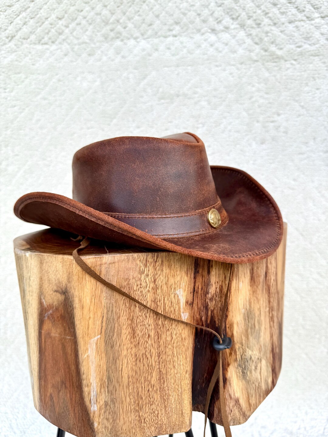 Cowboy Hat Leather Handmade With Adjustable String - Classic Western ...