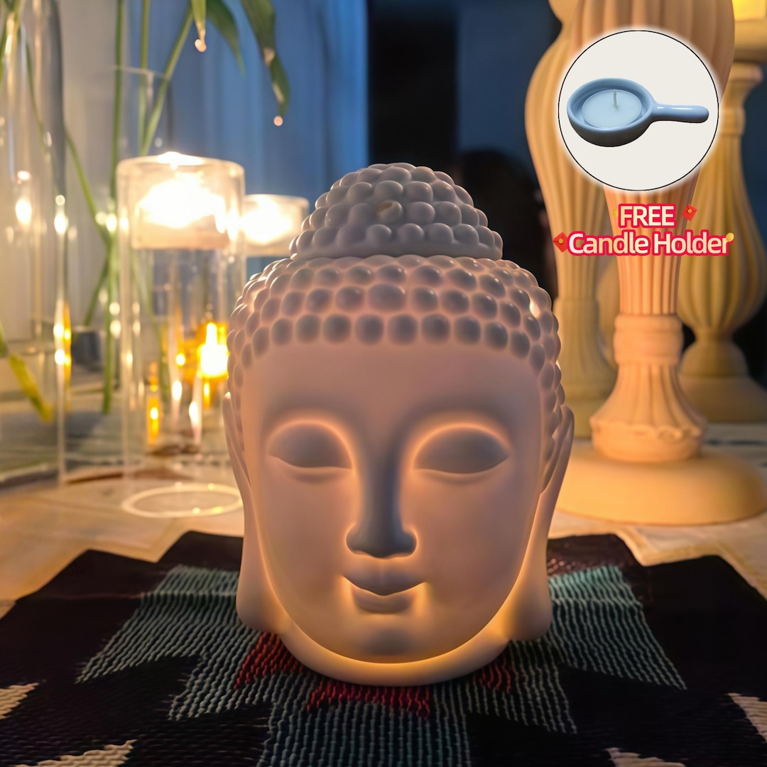 Ceramic Buddha Head Aromatherapy Burner – Fragrance Powder Essential ...