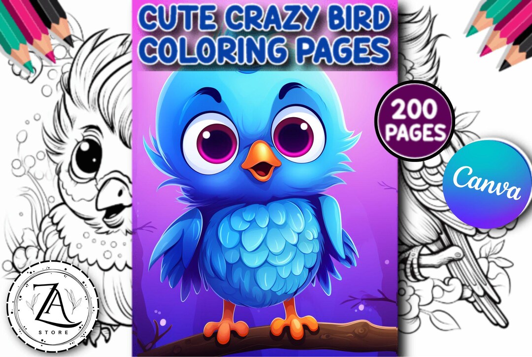 200 Cute Crazy Bird Coloring Pages - Adults and Kids Coloring Book ...