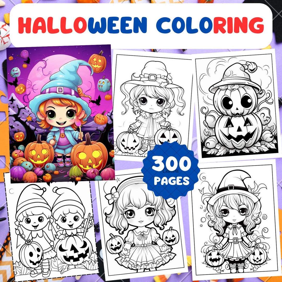 300 Mega Bundle Halloween Coloring Sheets PDF, Cute Halloween Coloring ...