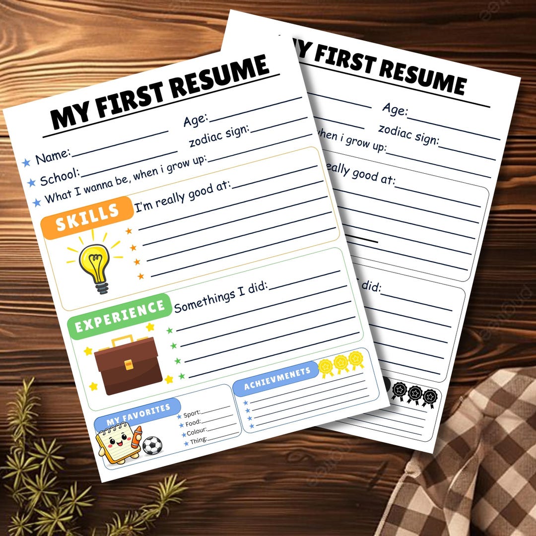 Kids First Resume Template, Student Resume Worksheet, Career Activity ...