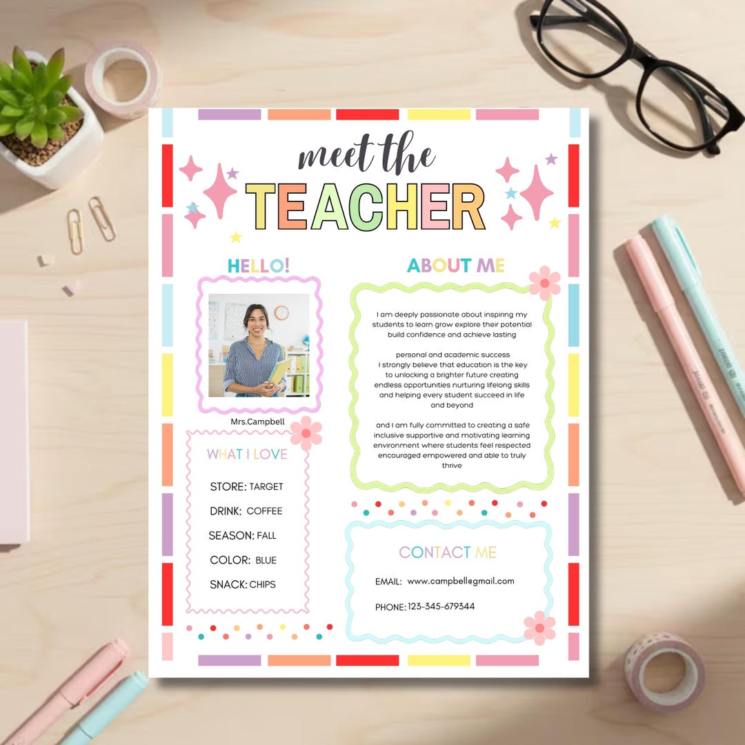 Editable Meet the Teacher Pastel Template, Back to School Flyer, All ...