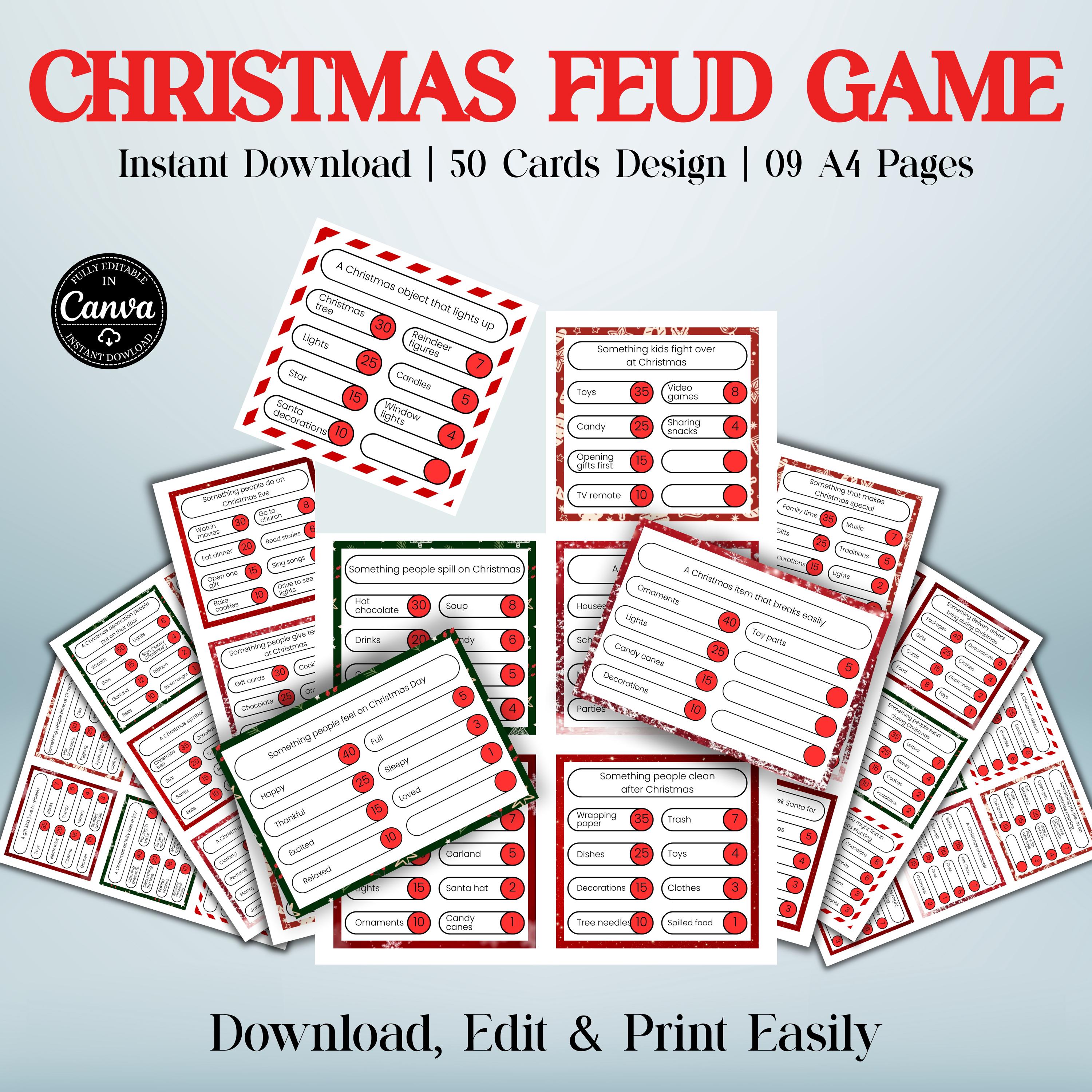 Christmas Friendly Feud Game Printable, Holiday Family Trivia Games ...