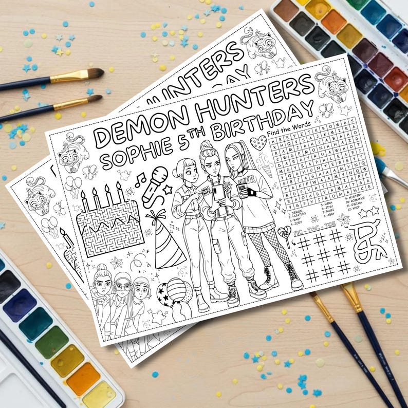 K-pop Demon Hunters Birthday Activity Sheet Printable Huntrix Theme ...