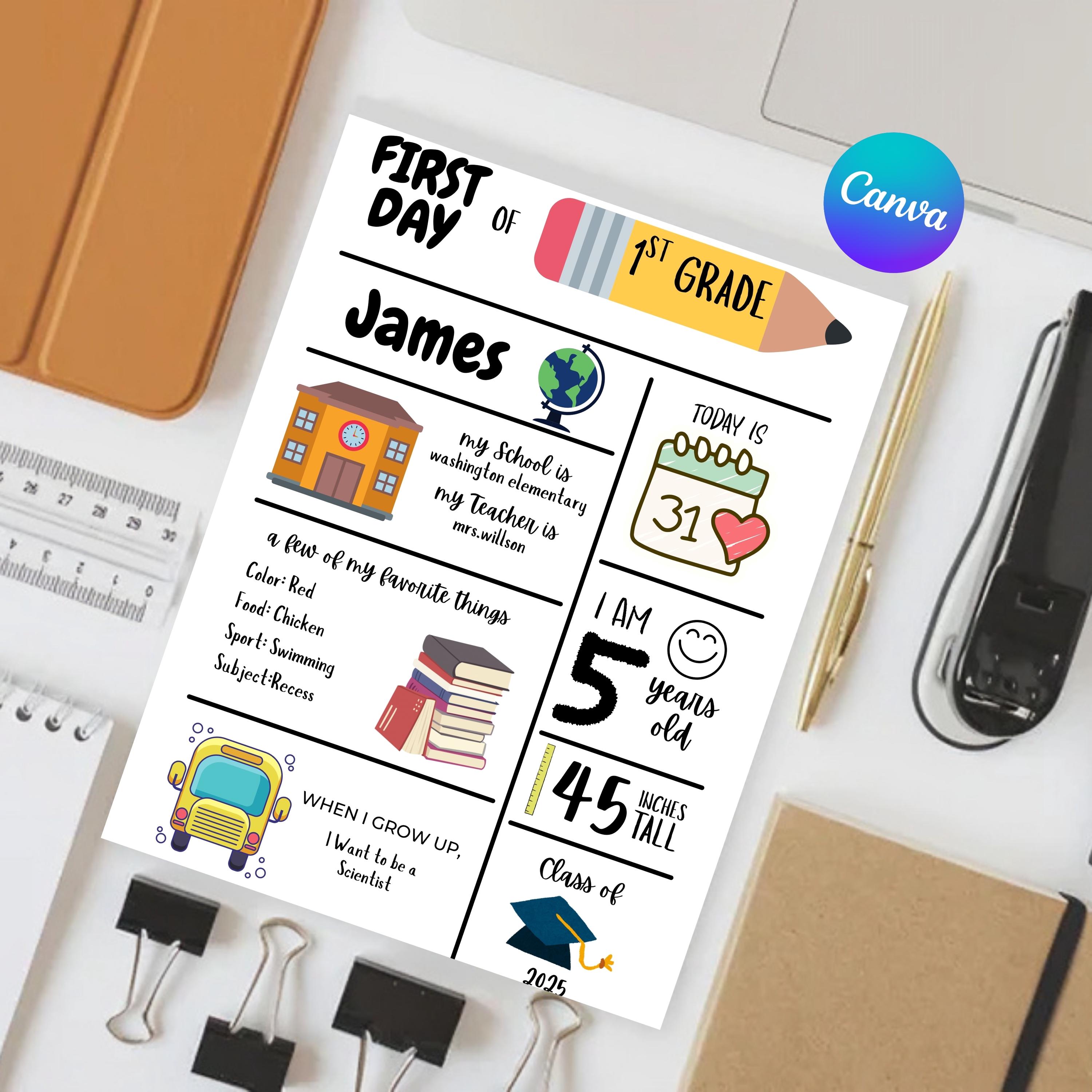 Editable First Day of School Sign: Printable Personalized Template ...
