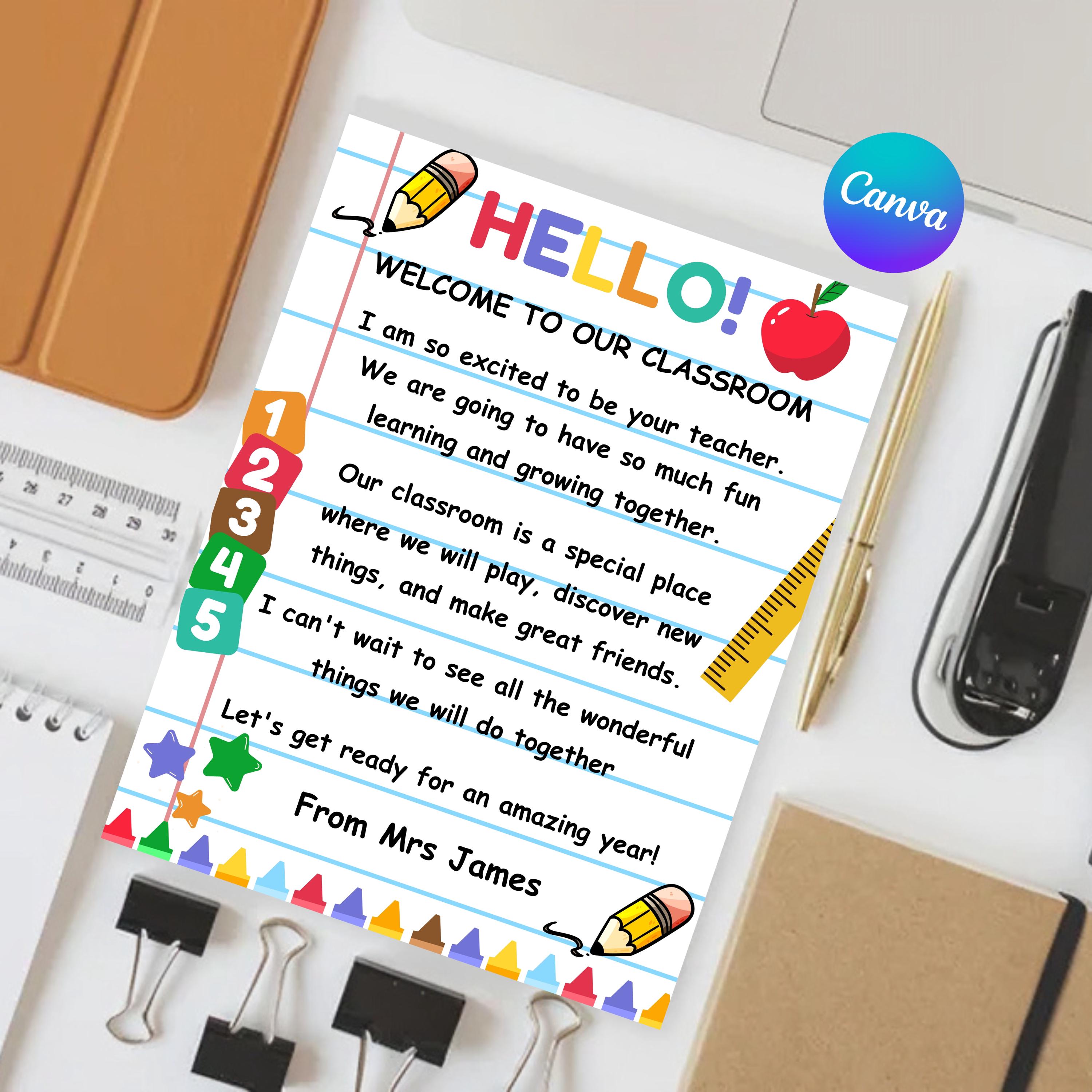 Editable Welcome Back to School Letter Template: Printable Teacher Note ...