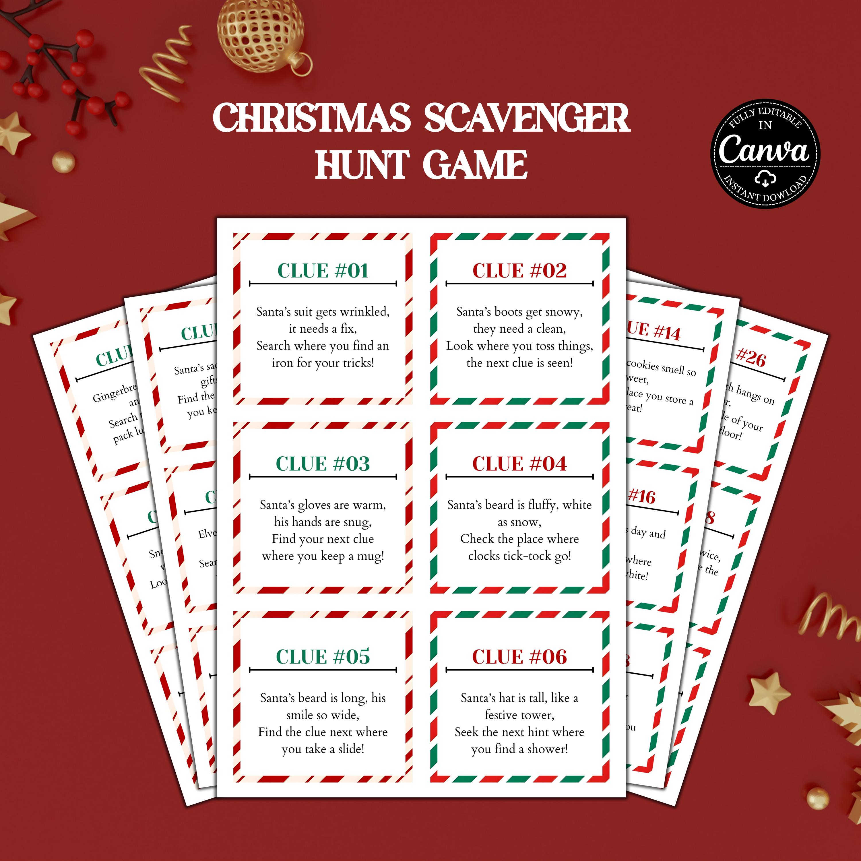 Christmas Scavenger Hunt Printable, Treasure Hunt Game for Teens Adults ...