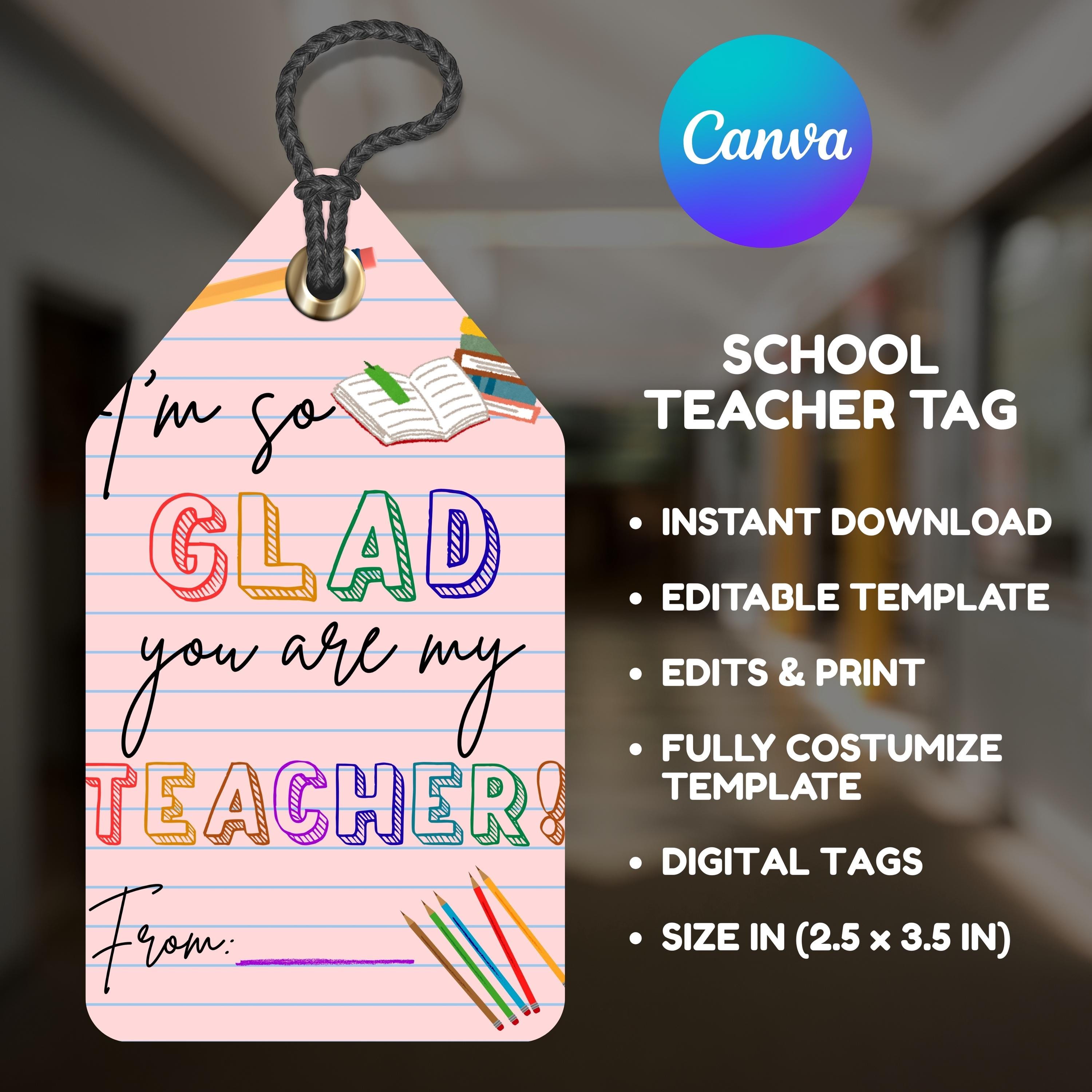 Editable Teacher Gift Tags, Printable Canva Template, Back to School ...