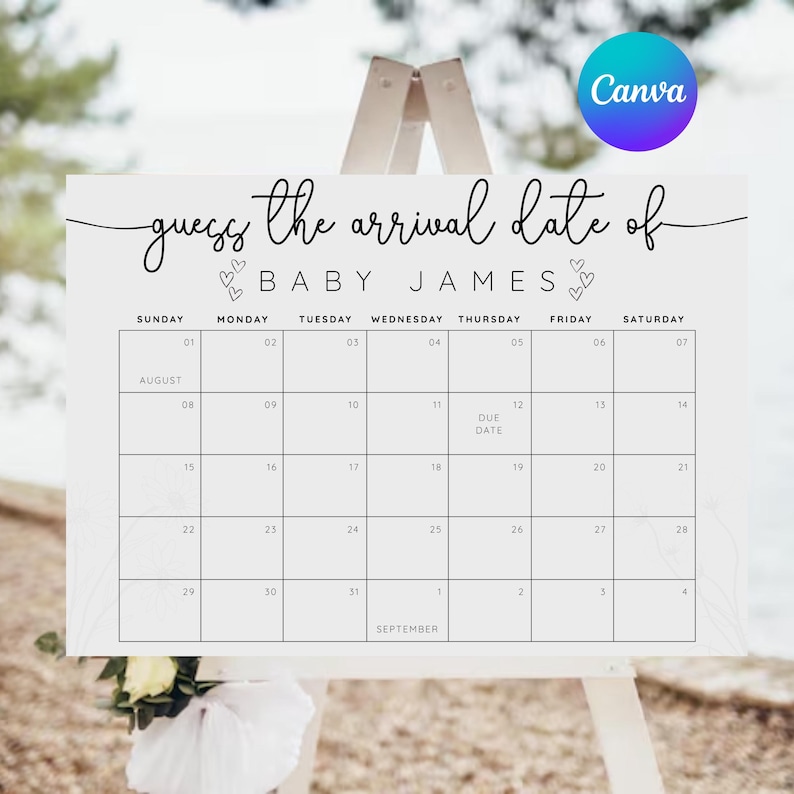 Baby Shower Game: Guess the Due Date Calendar (instant Download) - Etsy