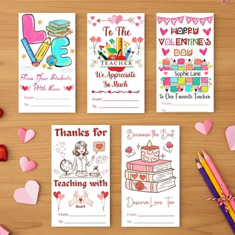 Editable Teacher Valentine Gift Tags Bundle Printable, School Staff ...