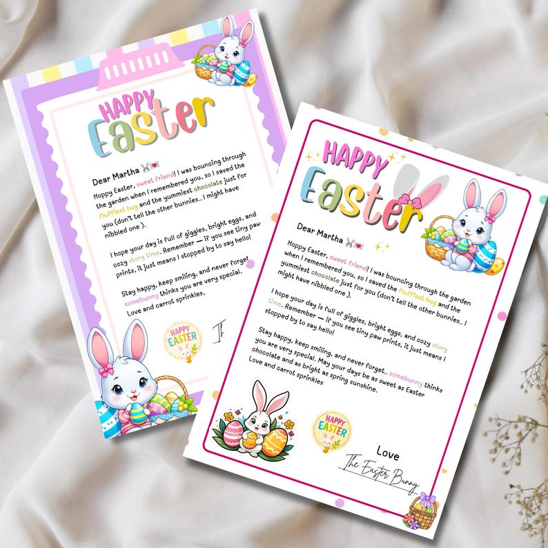 Editable Easter Bunny Letter, Personalized Printable Template for Kids ...