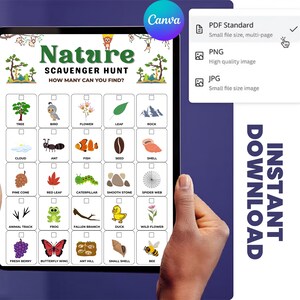 Editable Nature Scavenger Hunt Game for Kids: 2X Adventure Outdoor ...