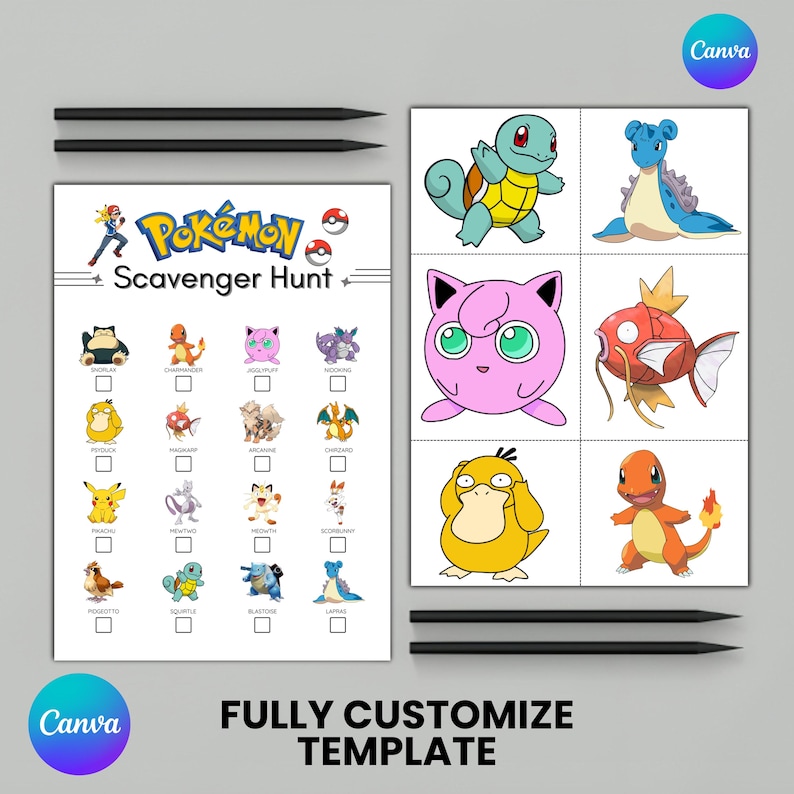 Pokemon Scavenger Hunt Printable Game: Birthday Treasure Hunt Activity ...